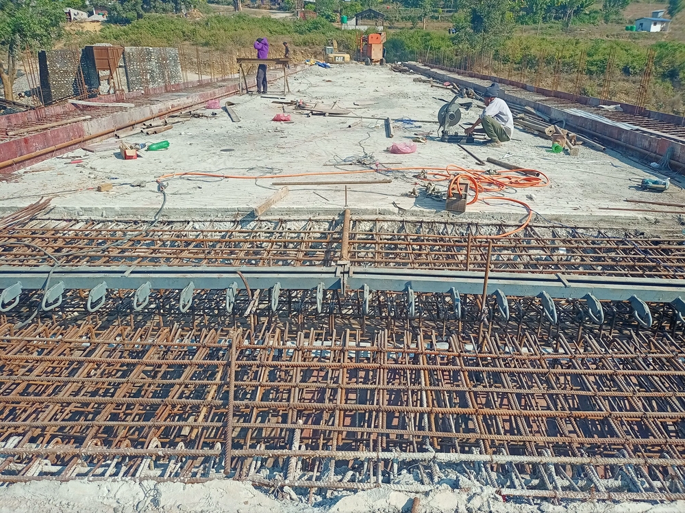 The construction of the bridge connecting Puttar in Gandaki and Rampur ...